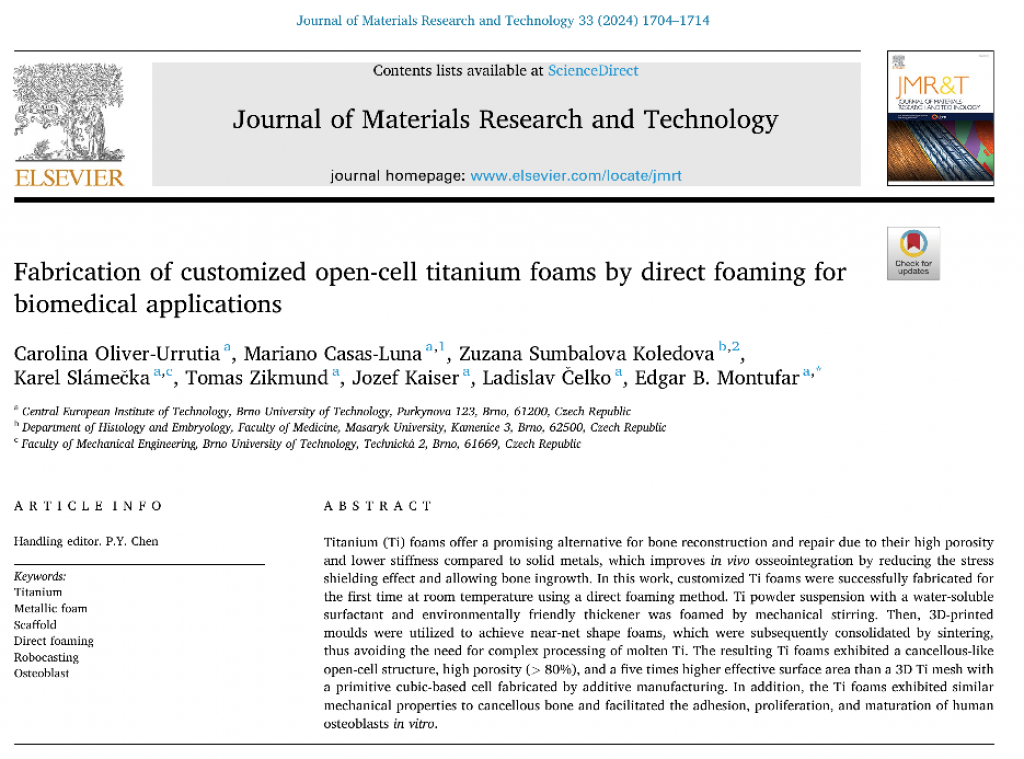 Fabrication of customized open-cell titanium foams by direct foaming ...
